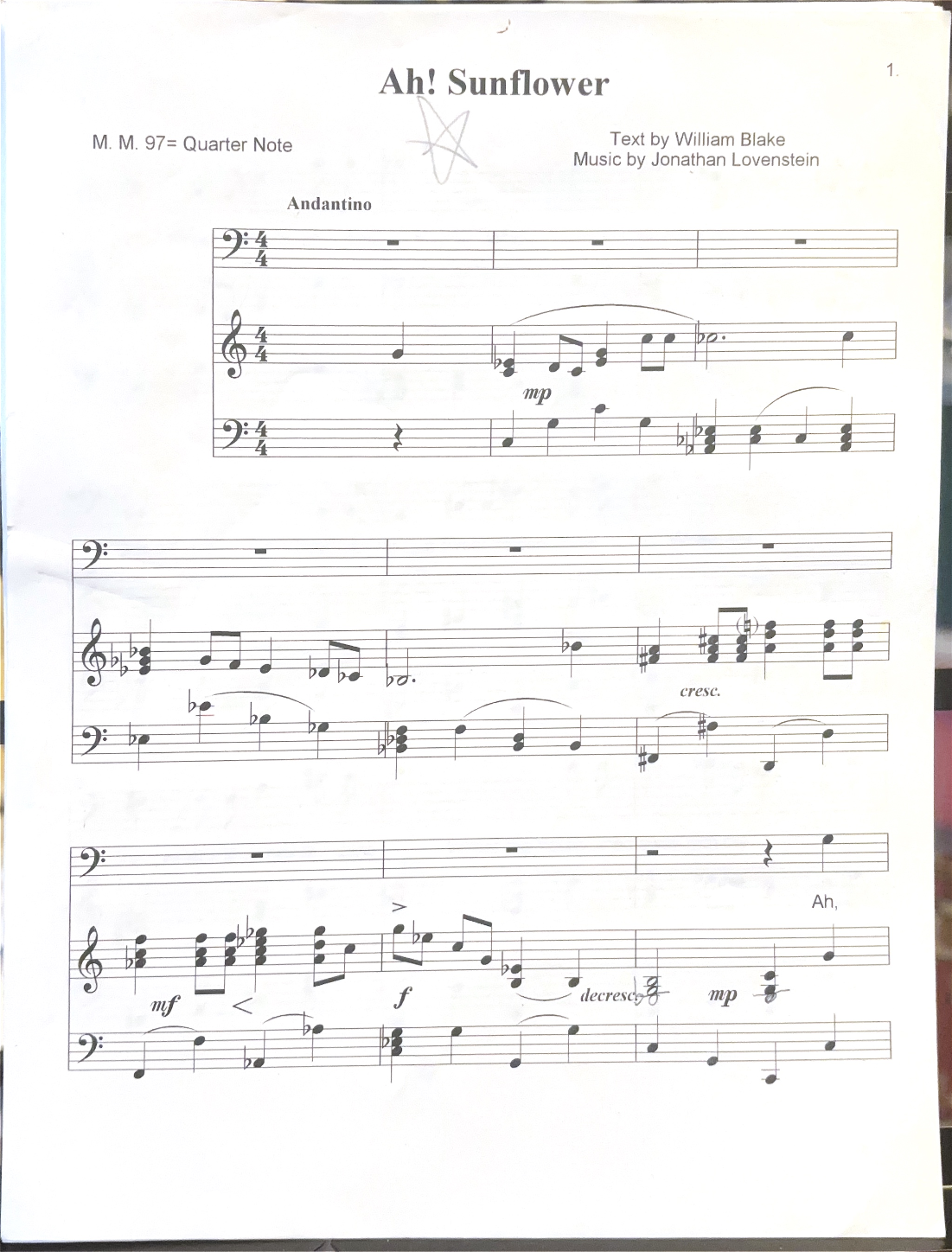 Ah! Sunflower by Text by William Blake Sheet Music for Piano & Vocal at ...