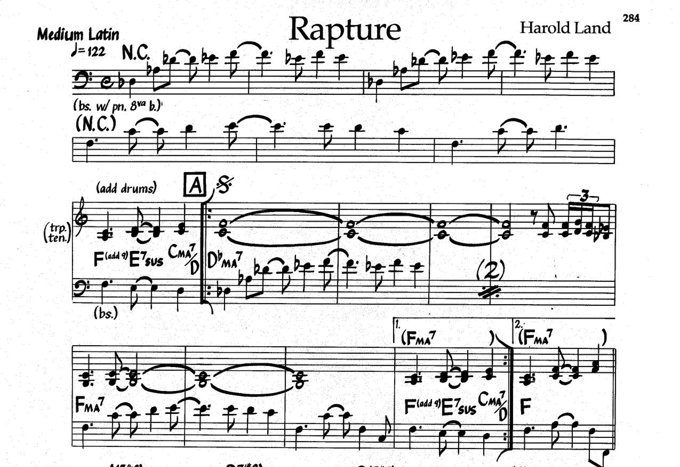Rapture - Lead Sheet (arr. Harold Land) by Harold Land Sheet Music for ...