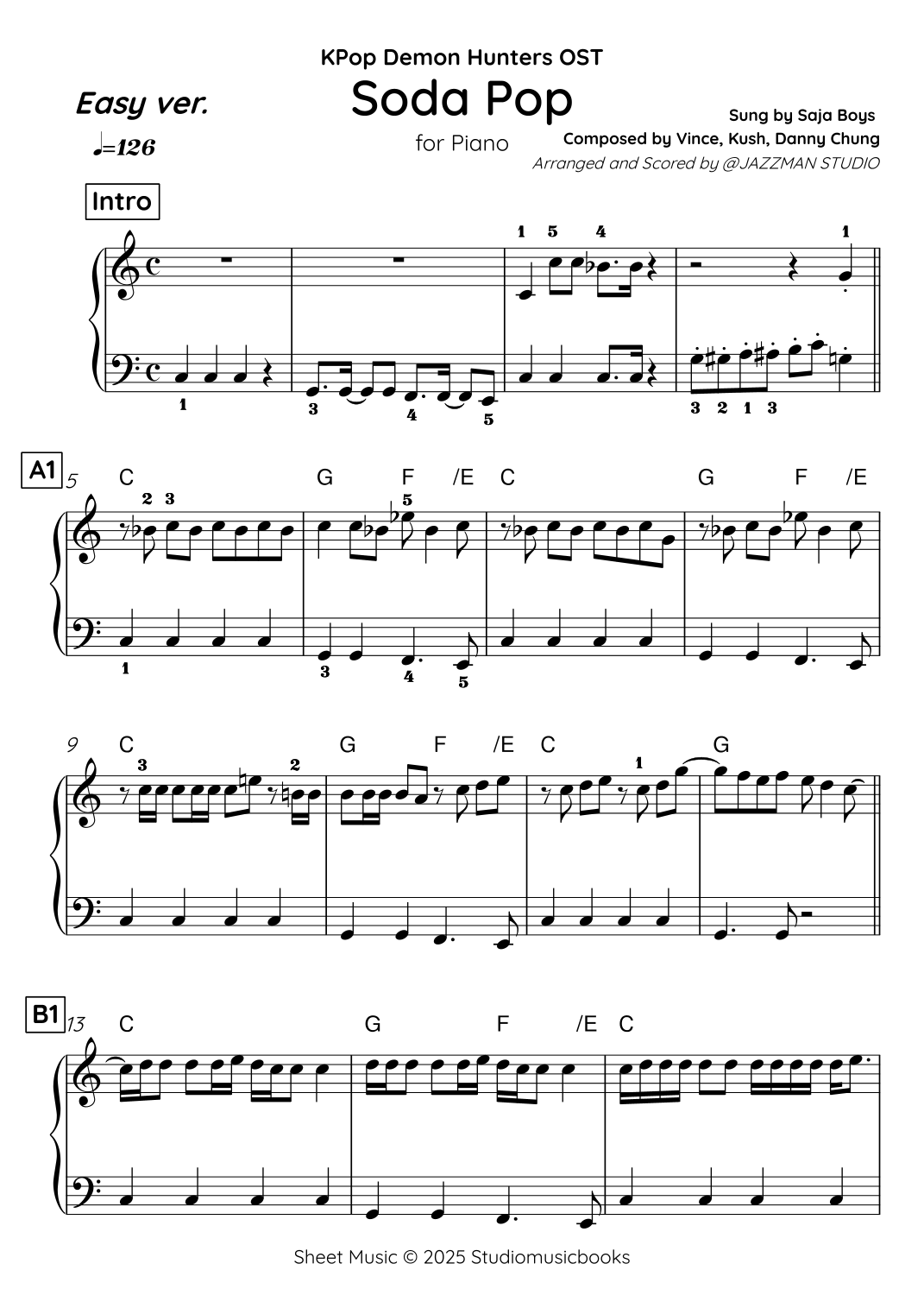 Soda Pop (arr. Younghye Kim@Jazzman Studio) by Saja Boys Sheet Music ...