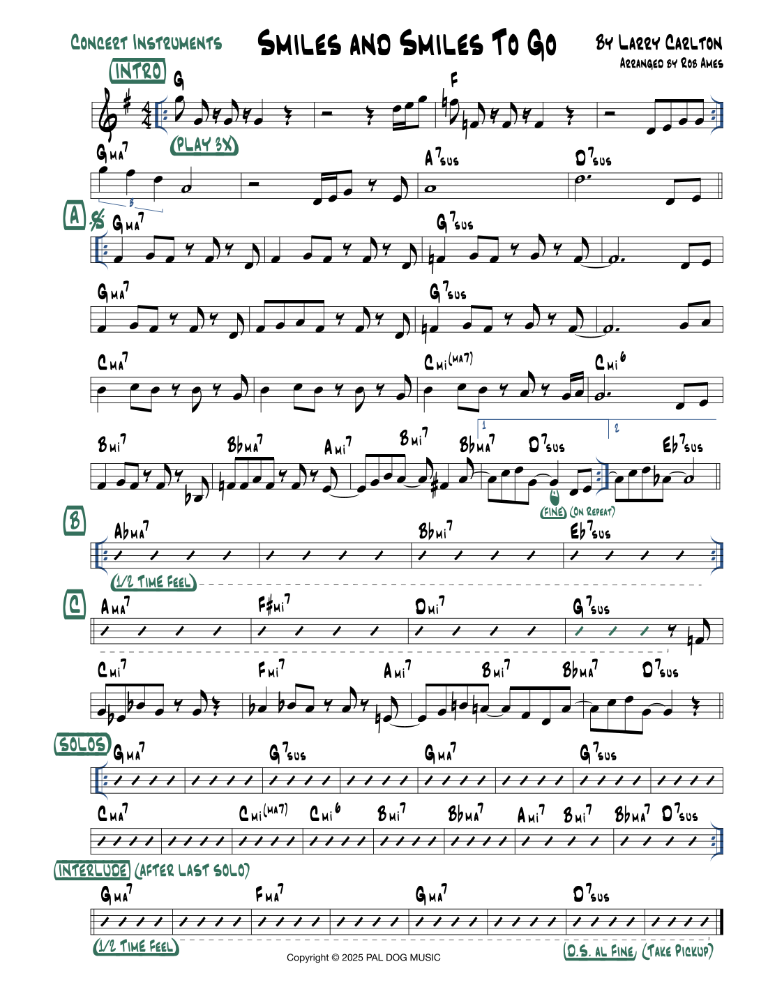 Smile And Smiles To Go (arr. Rob Ames) by Larry E. Carlton Sheet Music ...