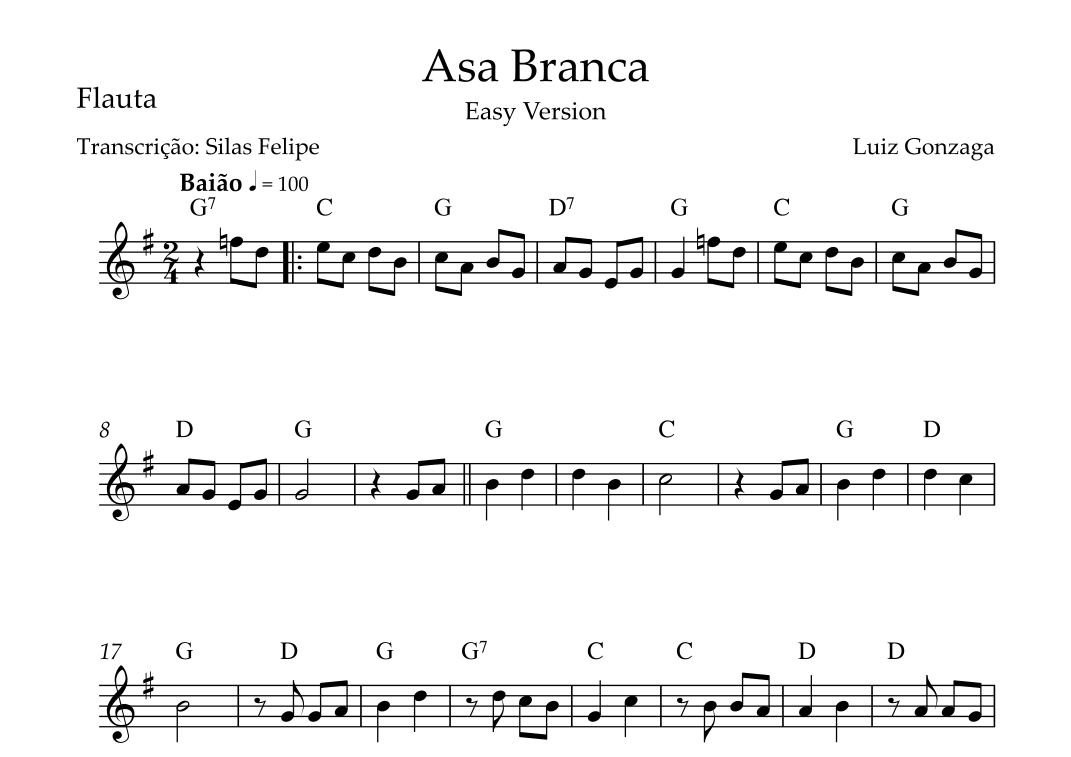 Asa Branca (arr. Silas Felipe) by Roger Henri Barroso Huthmacher Sheet ...