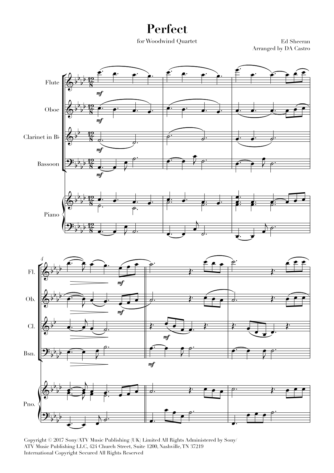 Perfect (arr. DA Castro) by Ed Sheeran Sheet Music for Performance ...