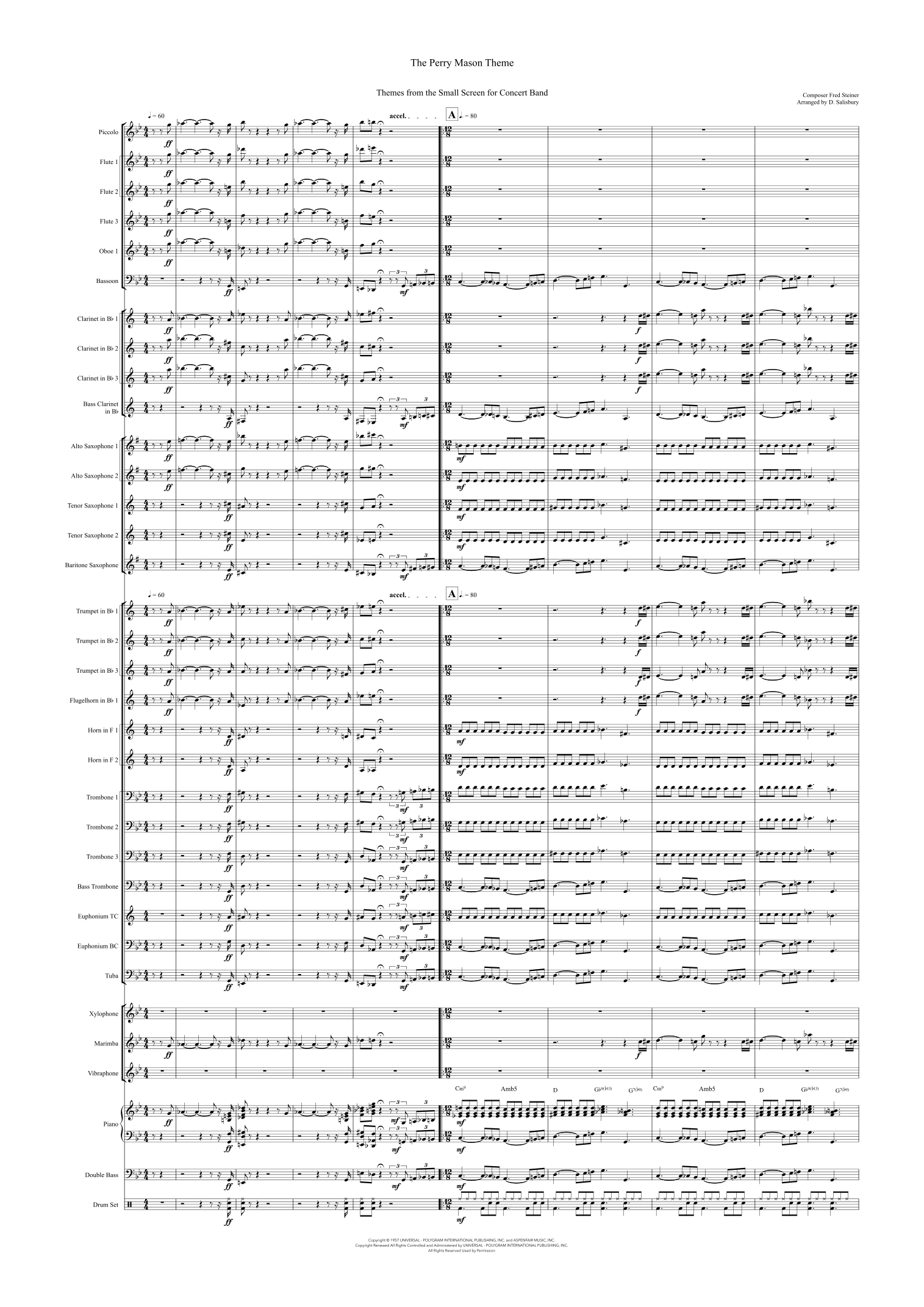 Perry Mason Theme (arr. Dr. David Salisbury by Fred Steiner Sheet Music ...