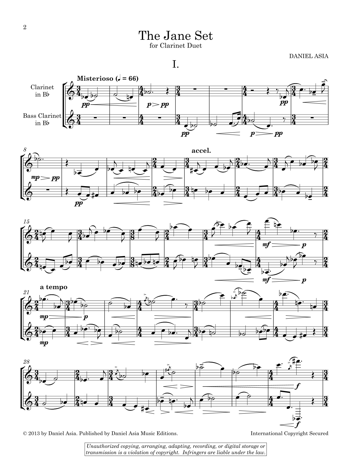 The Jane Set by Daniel Asia Sheet Music for Alto Sax Duet at Sheet Music Direct