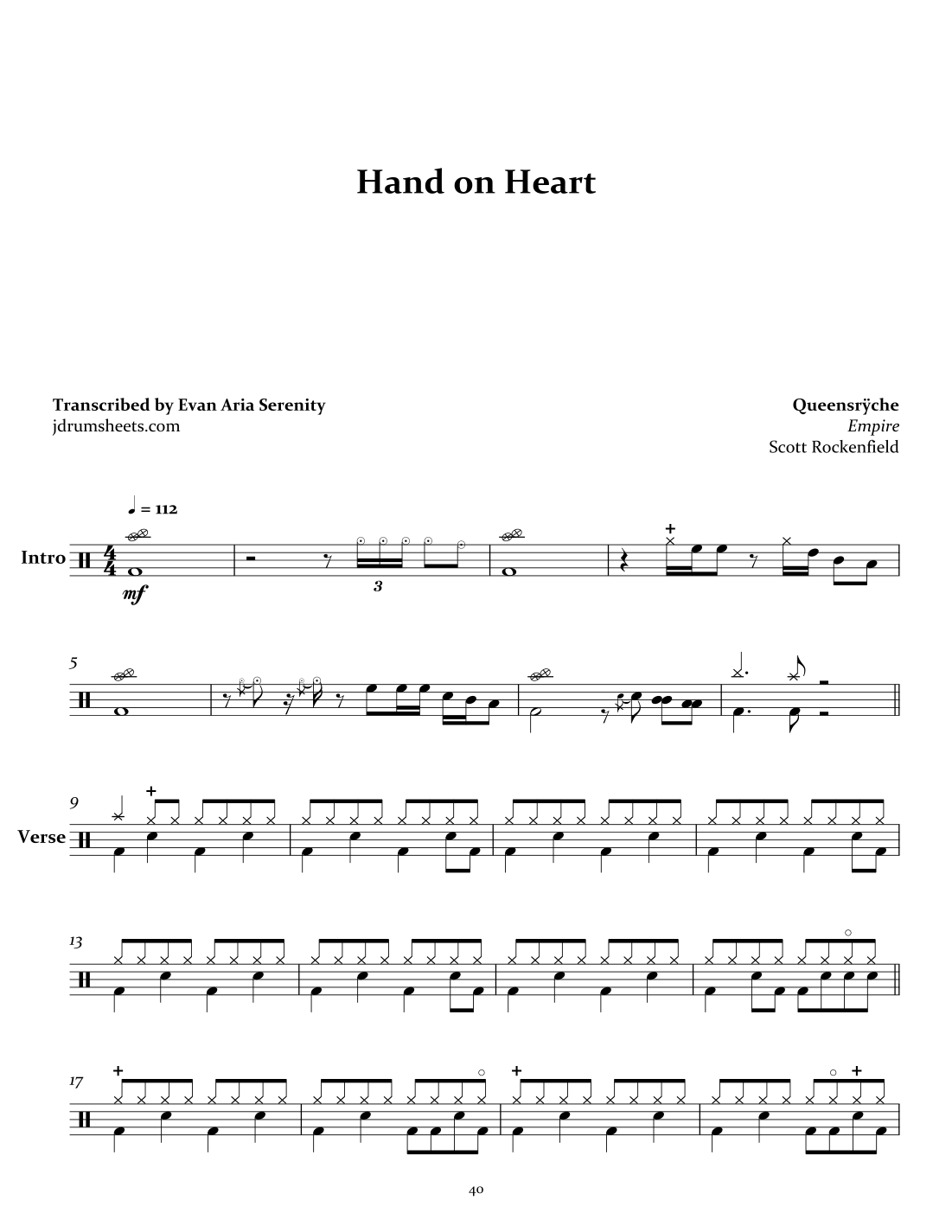 Hand On Heart (arr. Evan Aria Serenity) by Christopher De Garmo Sheet ...