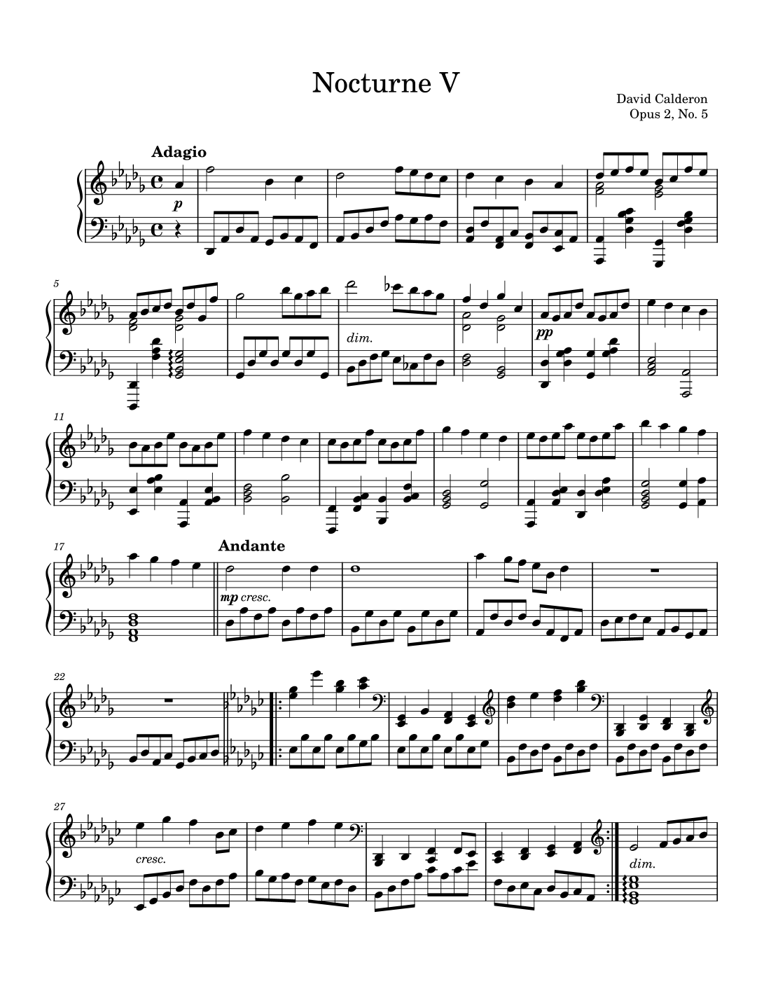 NOCTURNE V PAR DAVID CALDERON PARTITIONS POUR PIANO SOLO SUR SHEET ...