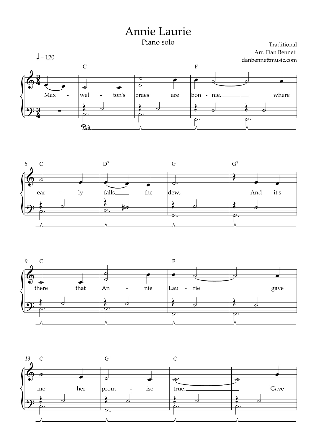 Annie Laurie (arr. Dan Bennett) (arr. Dan Bennett) by Scottish Folk ...