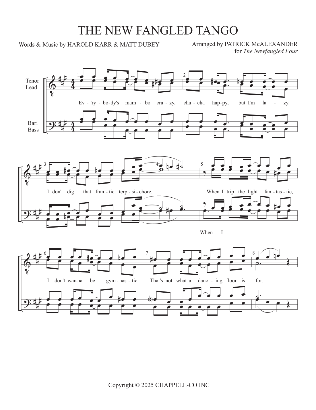 A New Fangled Tango (arr. Patrick McAlexander) by Harold Karr Sheet ...
