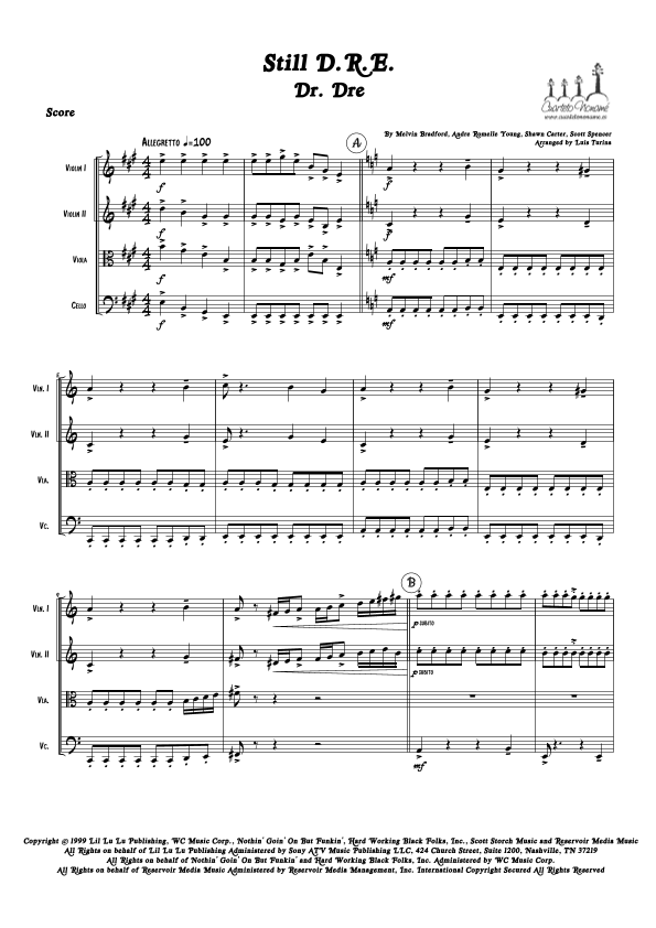 Still D.r.e. (arr. Nonamé Música) by Dr. Dre Sheet Music for String ...