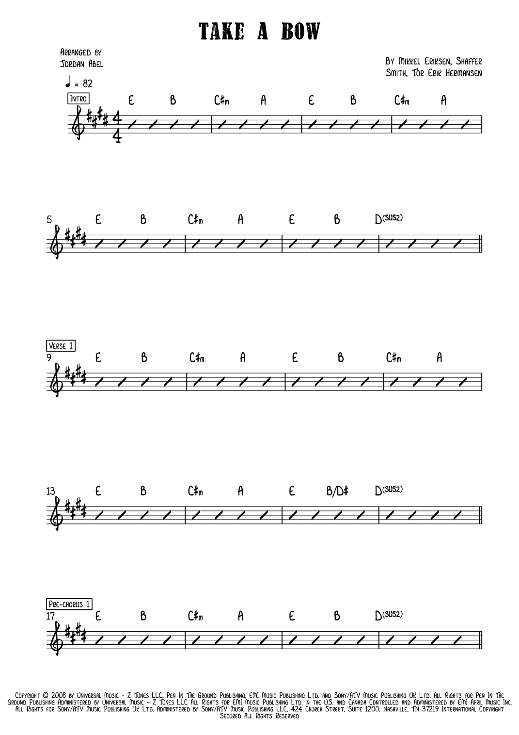 Take A Bow by Rihanna Sheet Music for Lead Sheet / Fake Book at Sheet ...