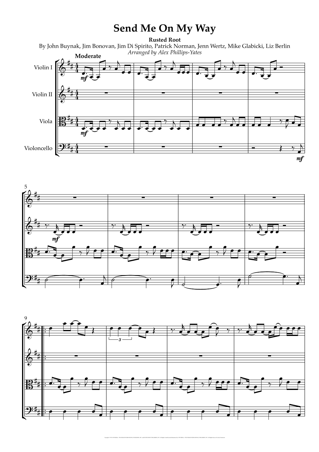 Send Me On My Way (arr. Alex Phillips-Yates) by Rusted Root Sheet Music ...