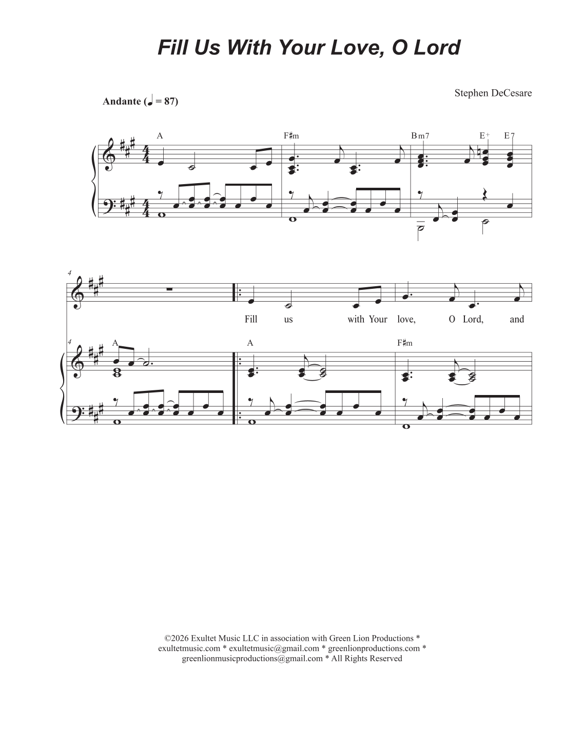 Fill Us With Your Love, O Lord (Vocal solo) by Stephen DeCesare Sheet ...
