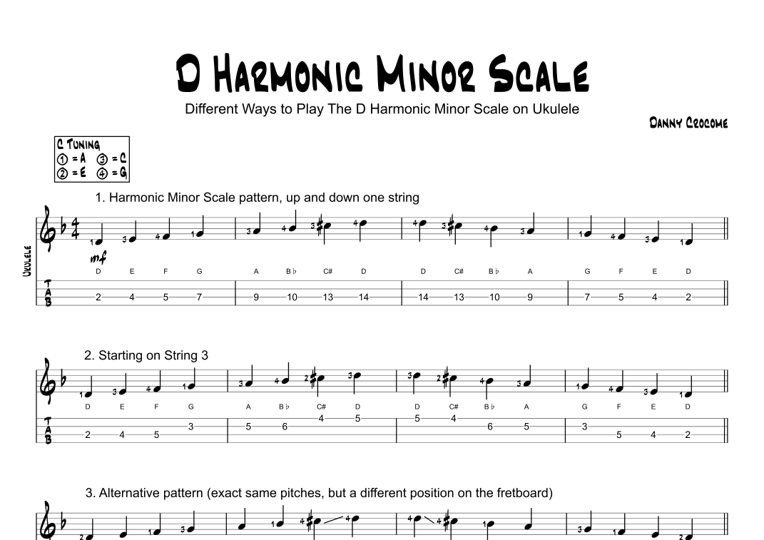 D Harmonic Minor Scale for Ukulele (Different Ways to Play) by ...