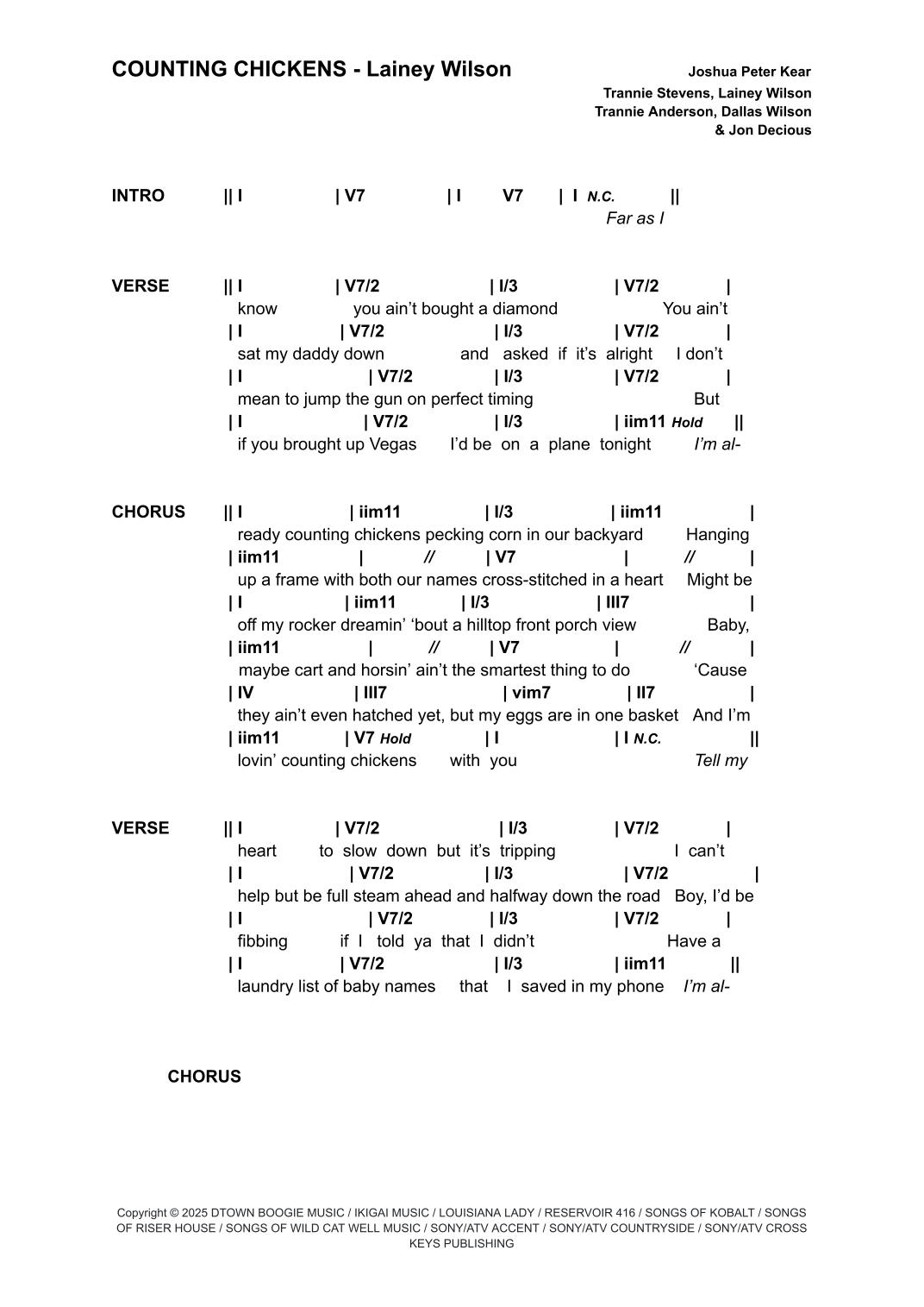 Counting Chickens (arr. Bronson Ferdinand Wright) by Lainey Wilson ...