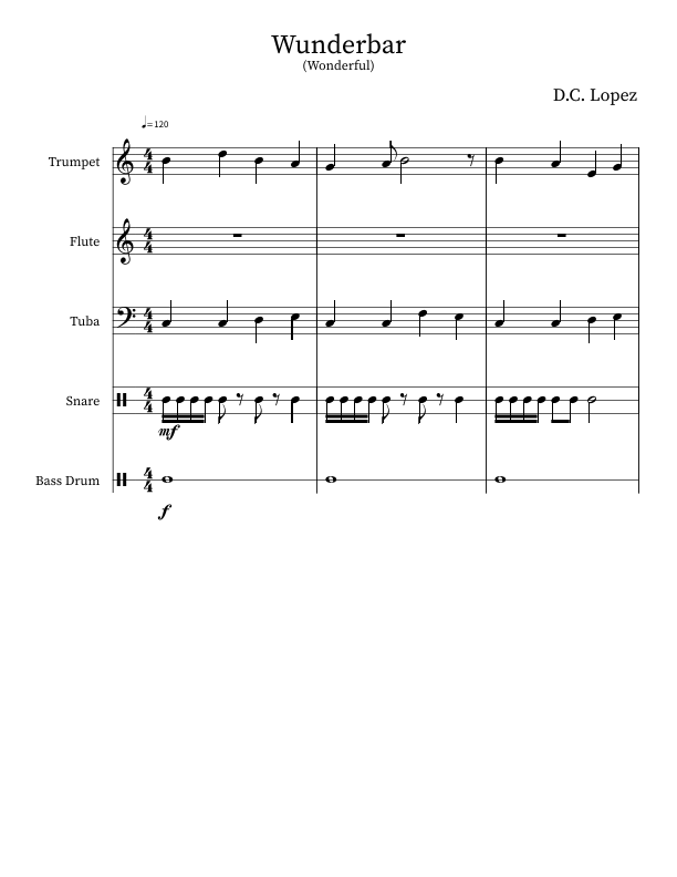 Wunderbar by D.C. Lopez Sheet Music for Performance Ensemble at Sheet ...