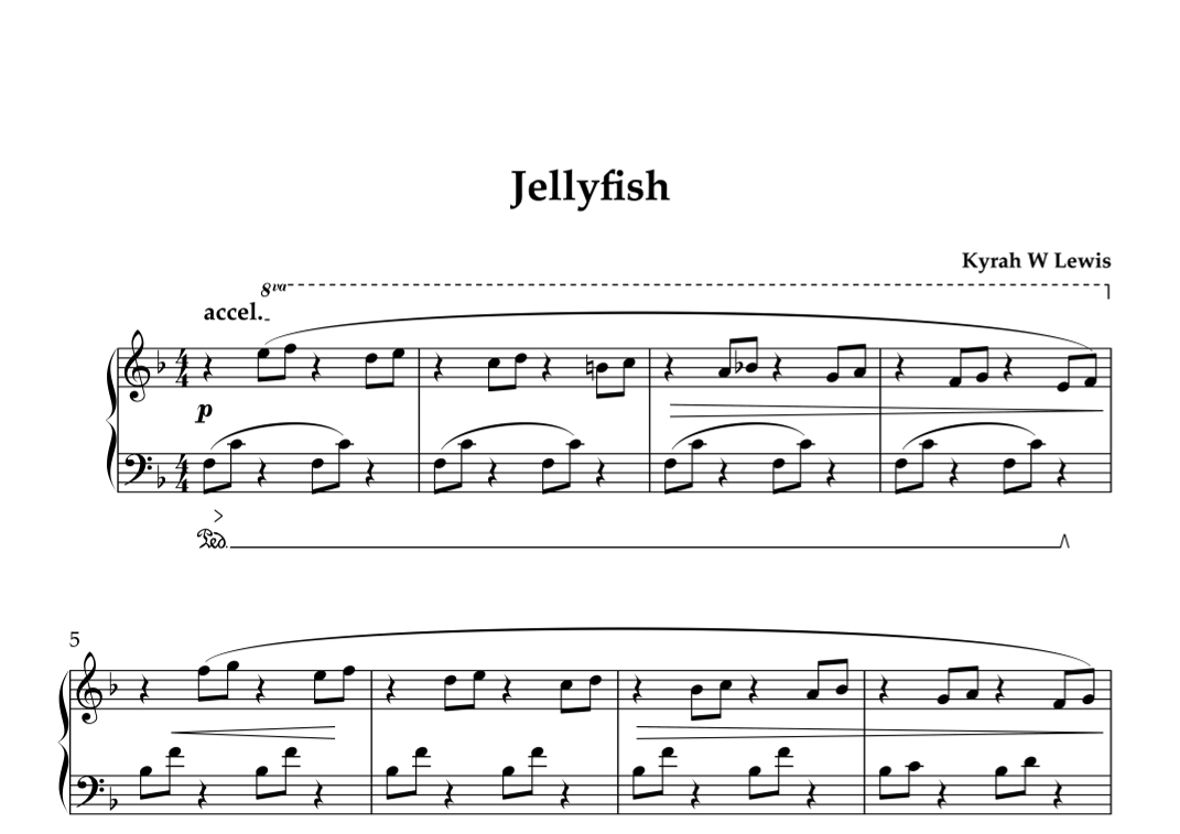 Jellyfish by Kyrah W Lewis Sheet Music for Piano Solo at Sheet Music Direct
