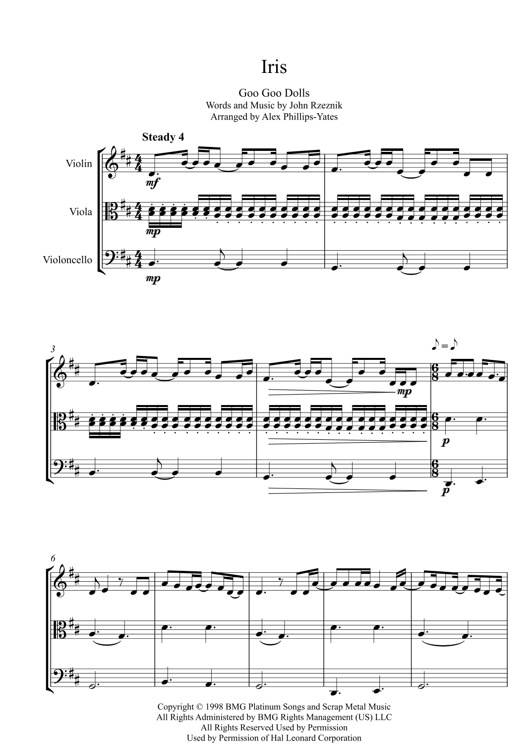 Iris (arr. Alex Phillips-Yates) by Goo Goo Dolls Sheet Music for String ...