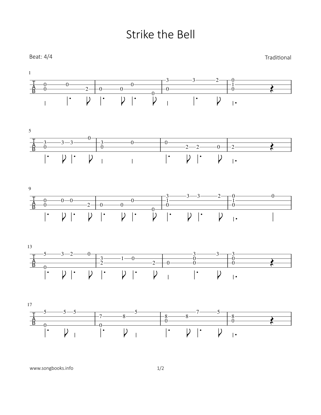 Strike the Bell (arr. Bettina Schipp) by Traditional Sheet Music for ...