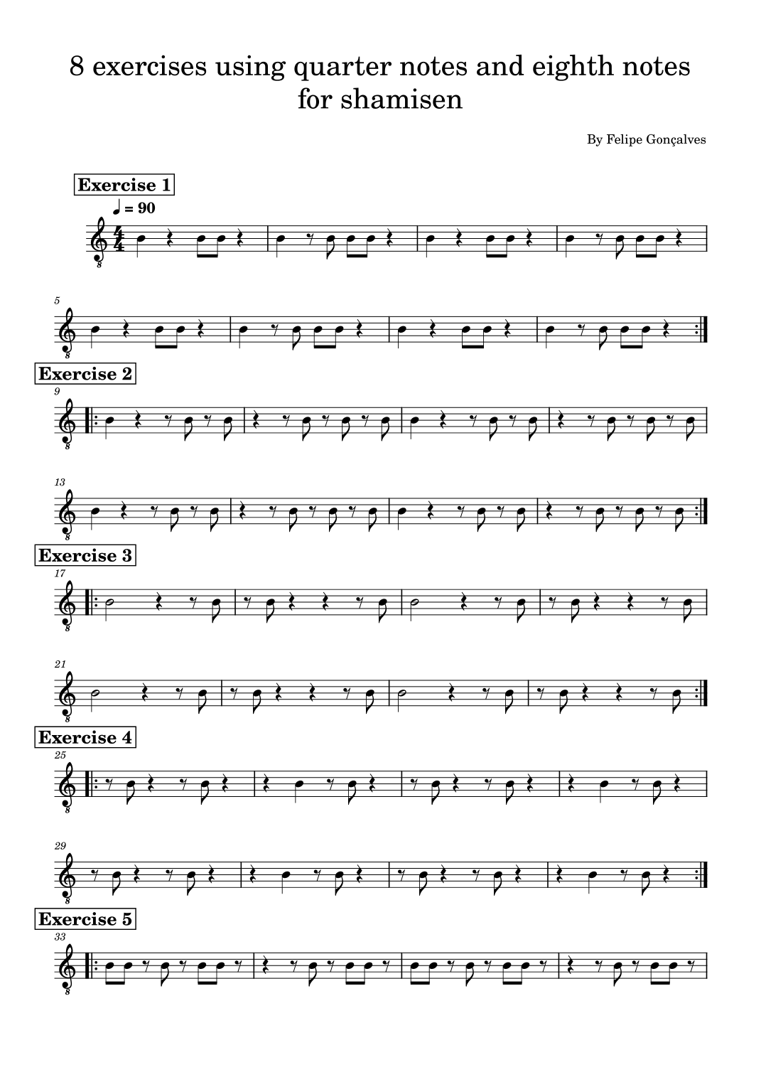 8 exercises using quarter notes and eighth notes for shamisen by Felipe ...
