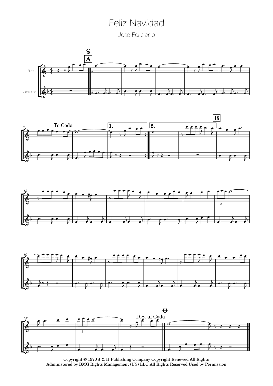 Feliz Navidad (arr. Ygor Nunes Silva) by Clay Walker Sheet Music for Flute Duet at Sheet Music ...