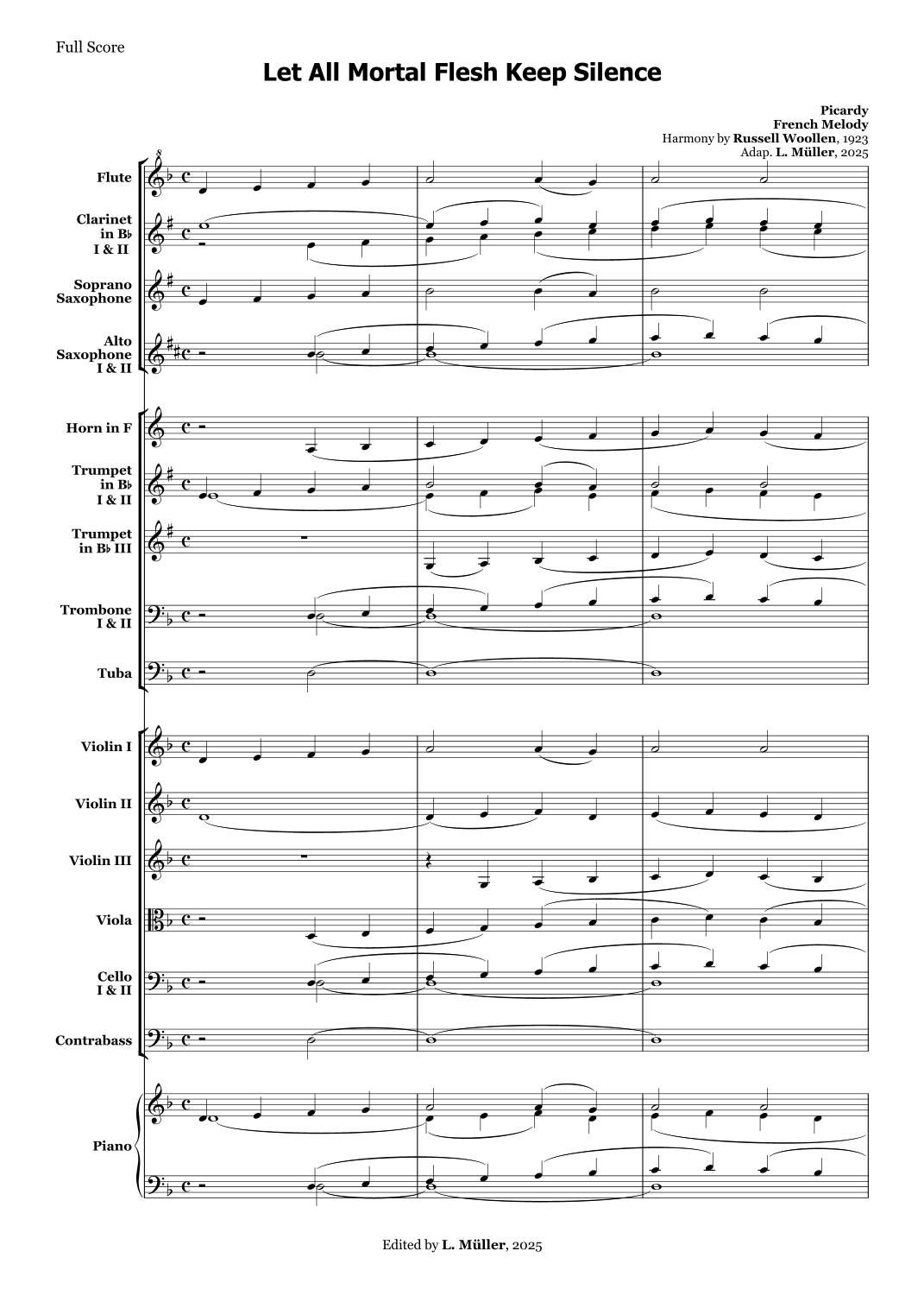 Let All Mortal Flesh Keep Silence - for Beginner Orchestra (arr. L ...