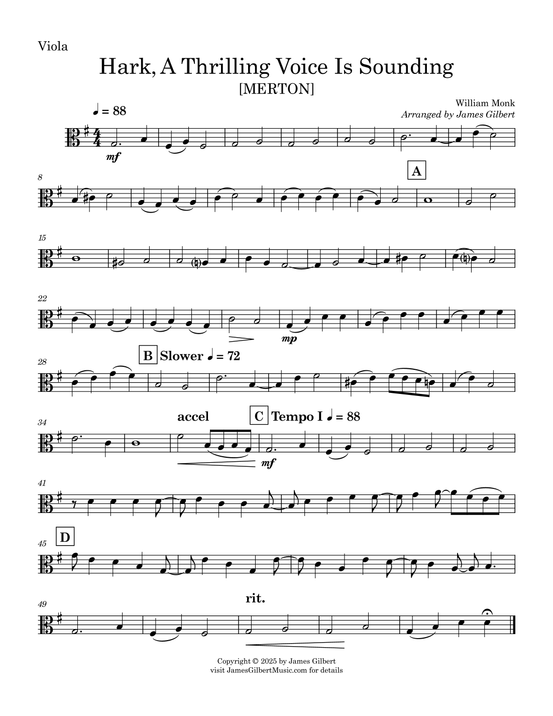 Hark, A Thrilling Voice Is Sounding by William Monk Sheet Music for ...