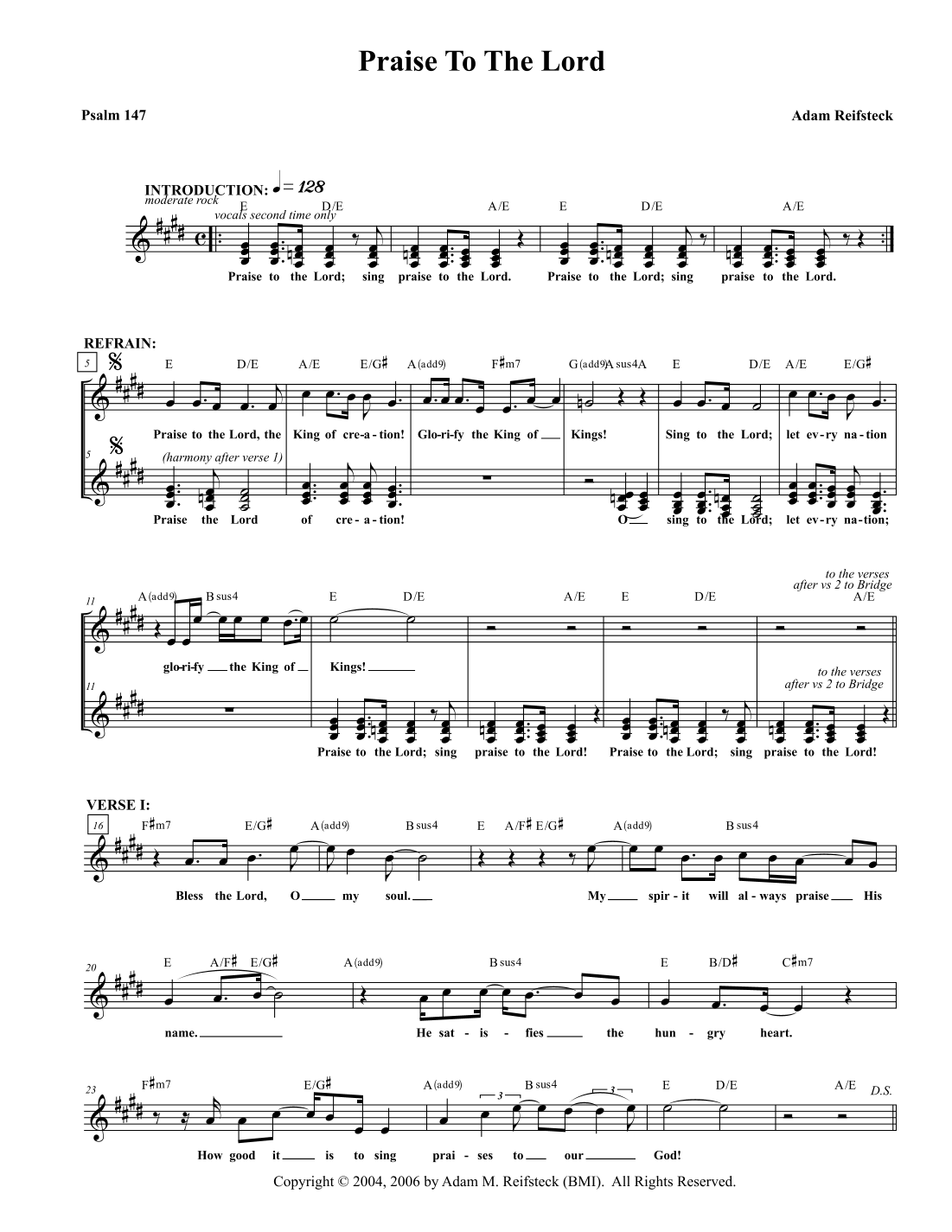 Praise to the Lord by Adam Reifsteck Sheet Music for Lead Sheet / Fake ...