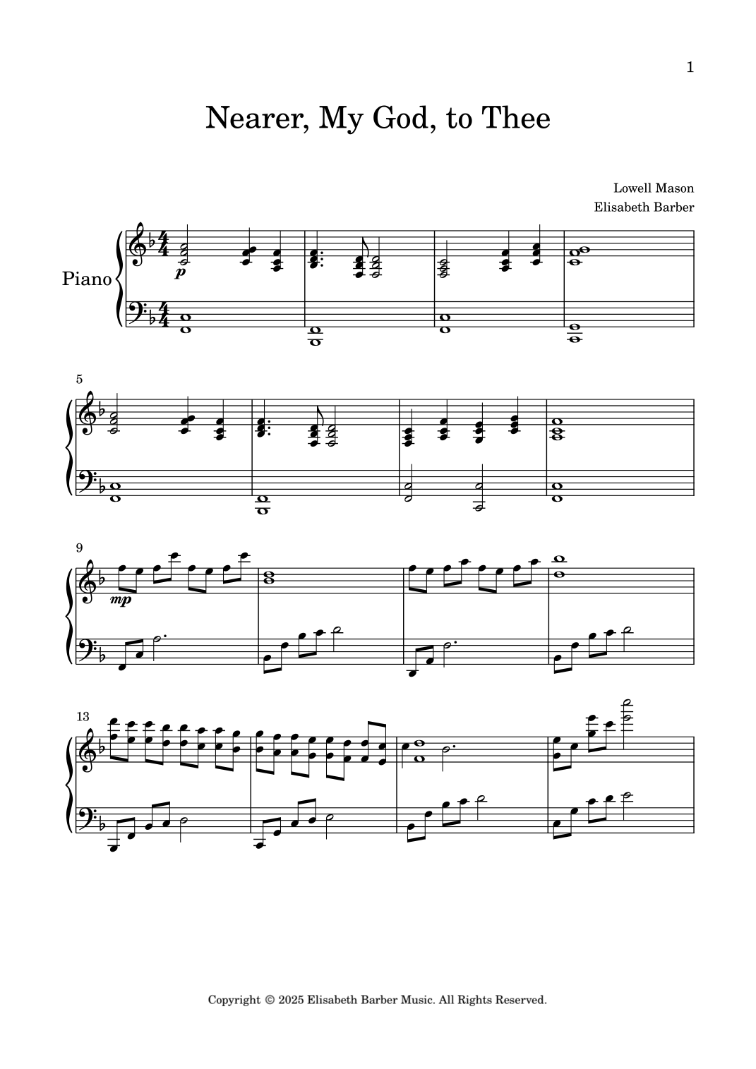 Nearer, My God, to Thee (arr. Elisabeth Barber) by Lowell Mason Sheet ...