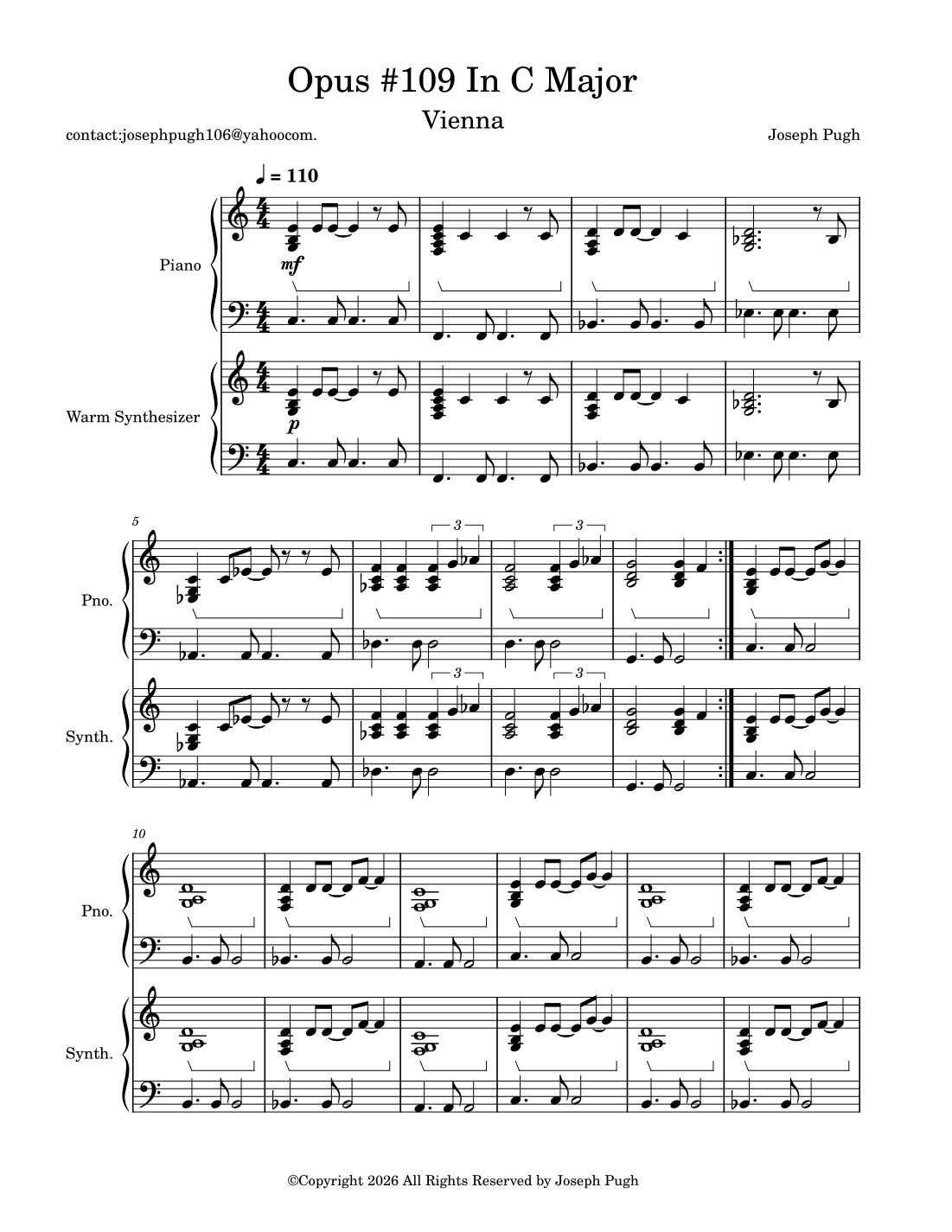 Opus #109 (Vienna) by Various Sheet Music for Easy Piano at Sheet Music ...