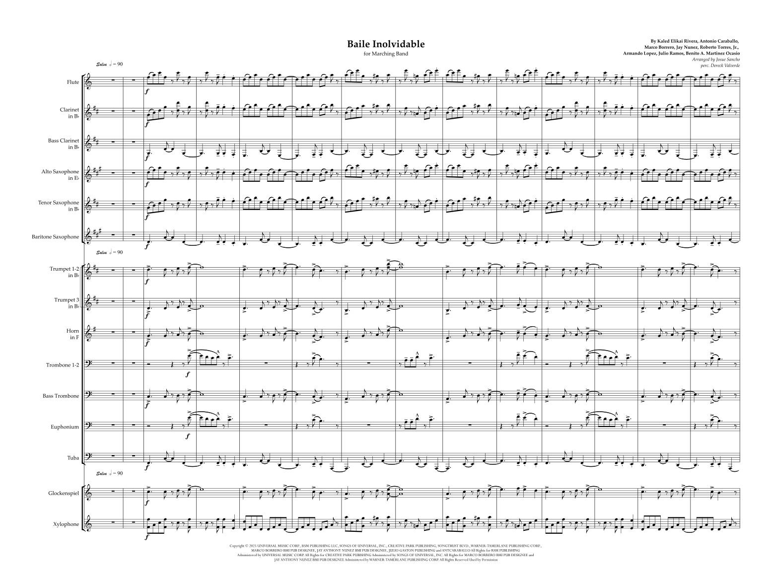 Baile Inolvidable by Bad Bunny Sheet Music for Marching Band at Sheet ...