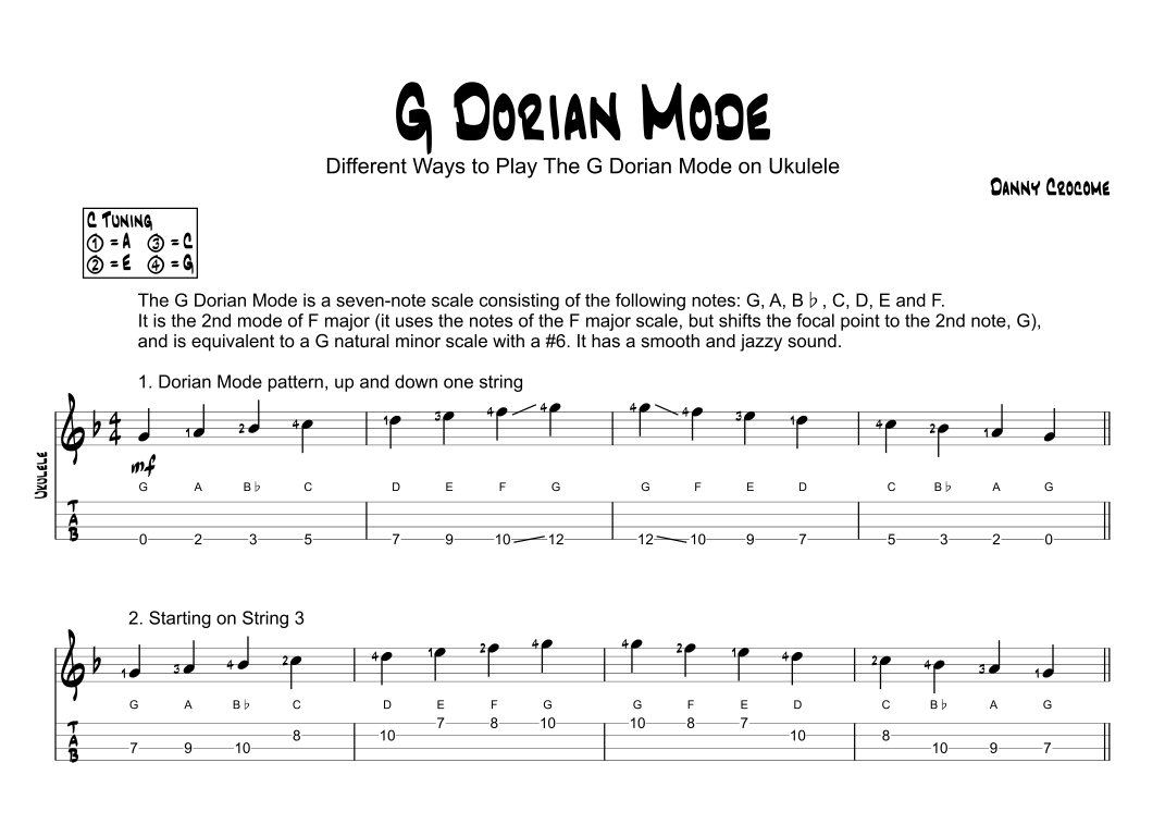 G Dorian Mode for Ukulele (Different Ways to Play) by Traditional Sheet ...