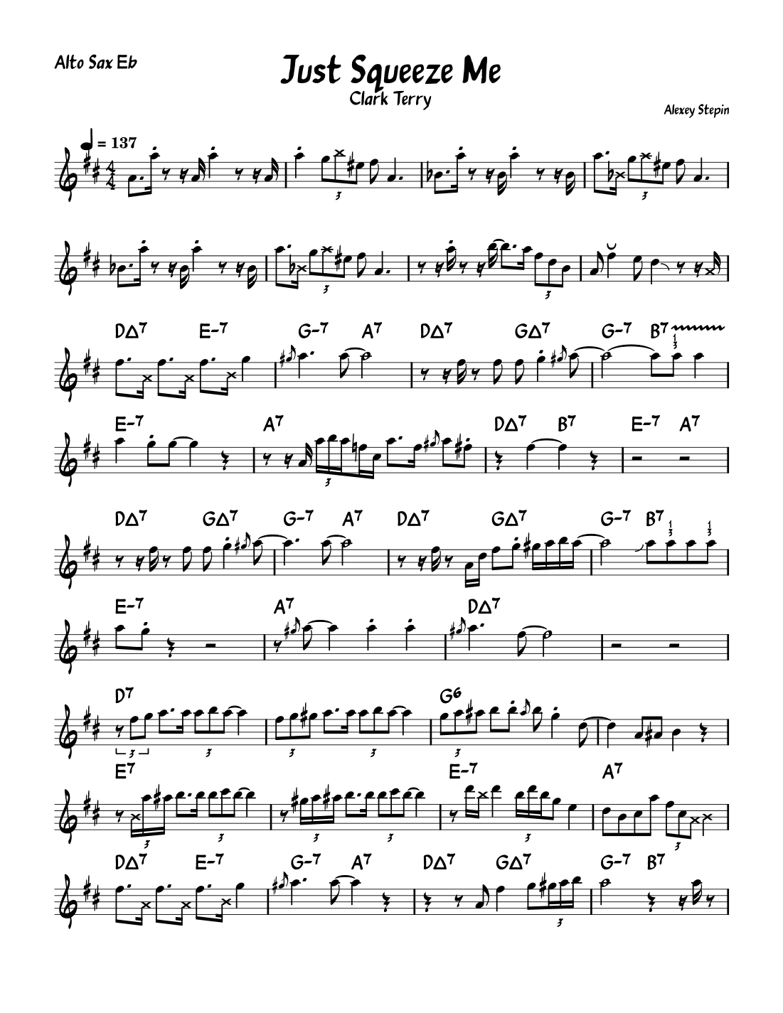 Just Squeeze Me Sheet Music | Clark Terry | Alto Sax Solo