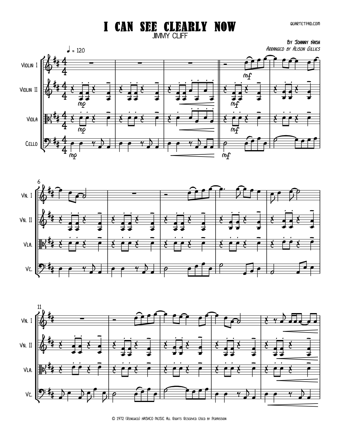 I Can See Clearly Now (arr. Alison Gillies) by Jimmy Cliff Sheet Music ...