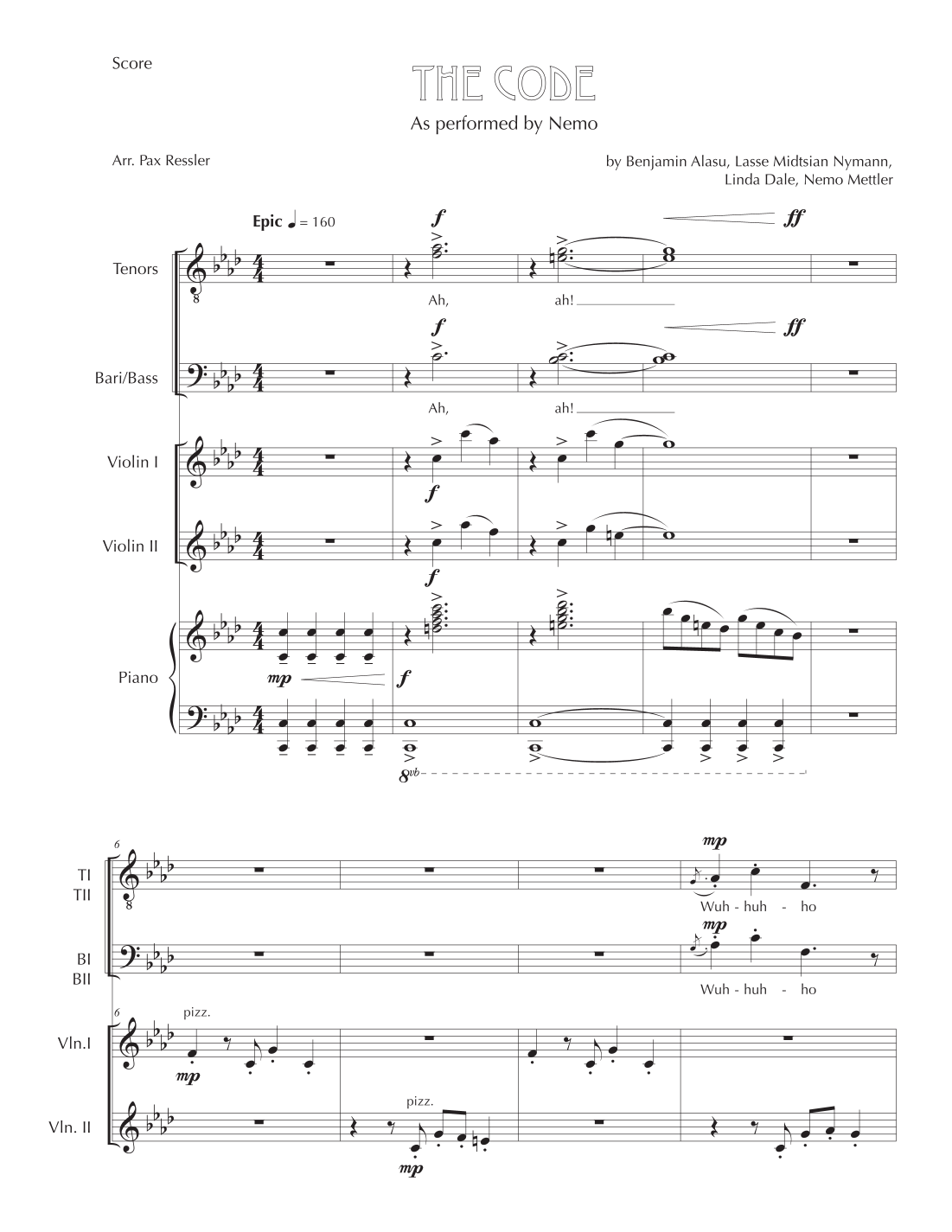 The Code (arr. Pax Ressler) by Nemo Sheet Music for TTBB Choir at Sheet ...
