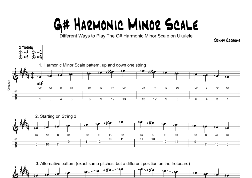 G# Harmonic Minor Scale for Ukulele (Different Ways to Play) by ...