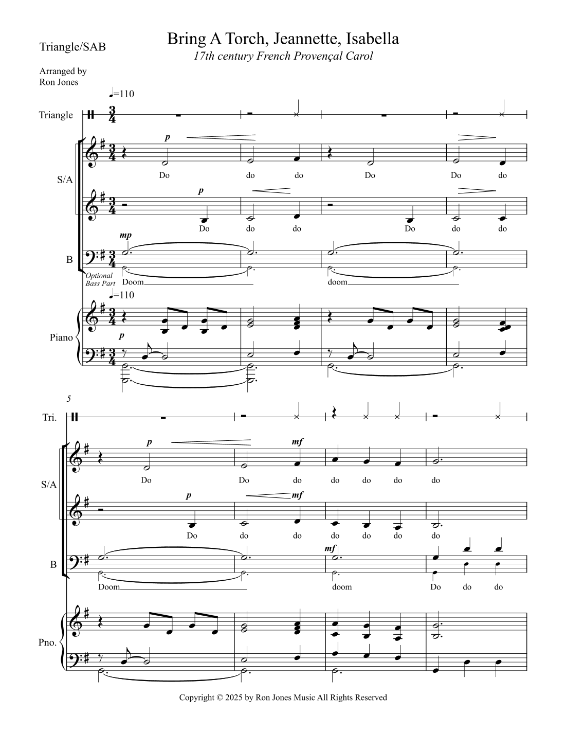 Bring A Torch, Jeannette, Isabella SSAB (arr. Ron Jones) by 17th ...