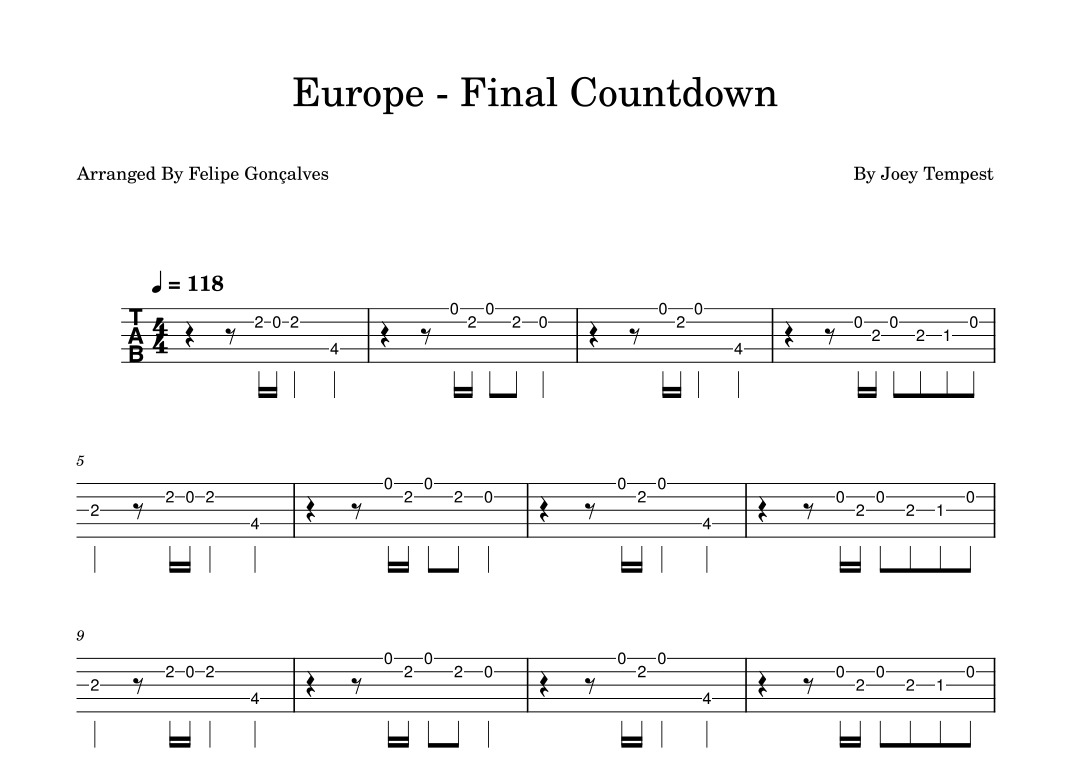 Final Countdown (arr. Felipe Gonçalves) by Europe Sheet Music for Banjo ...
