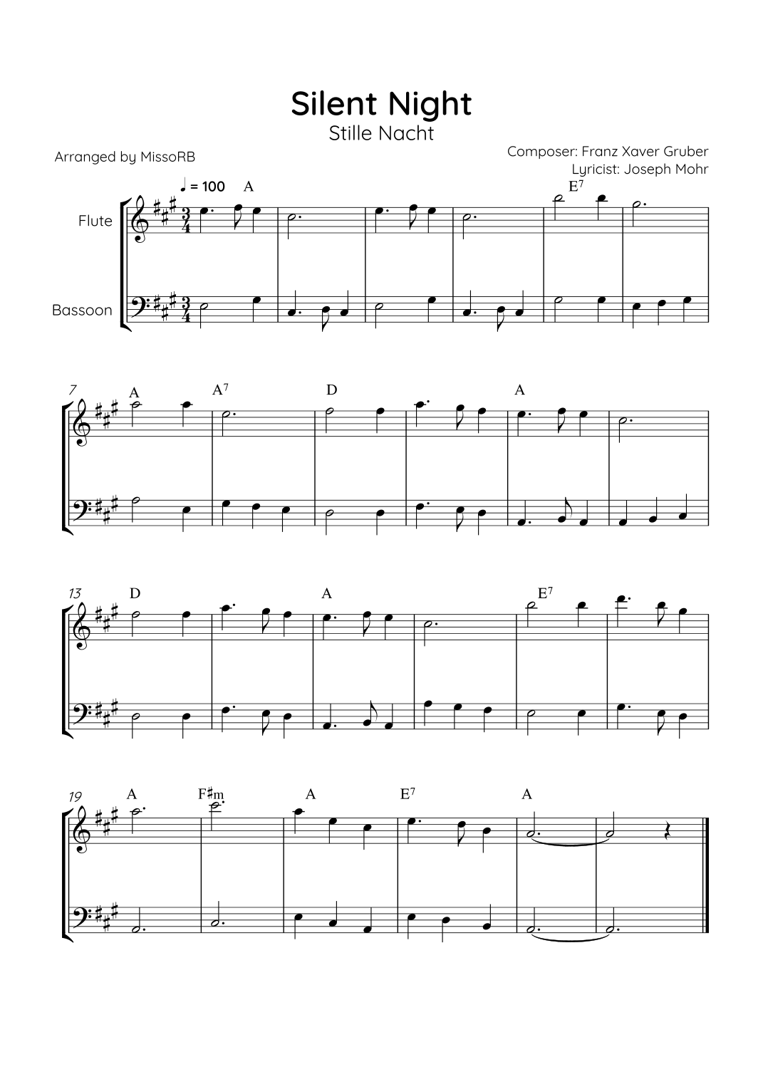 Silent Night" (Stille Nacht) - Duet Violin & Cello in A Major With ...