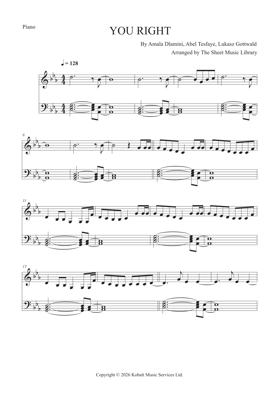 You Right (arr. The Sheet Music Library) by Doja Cat & The Weekend ...