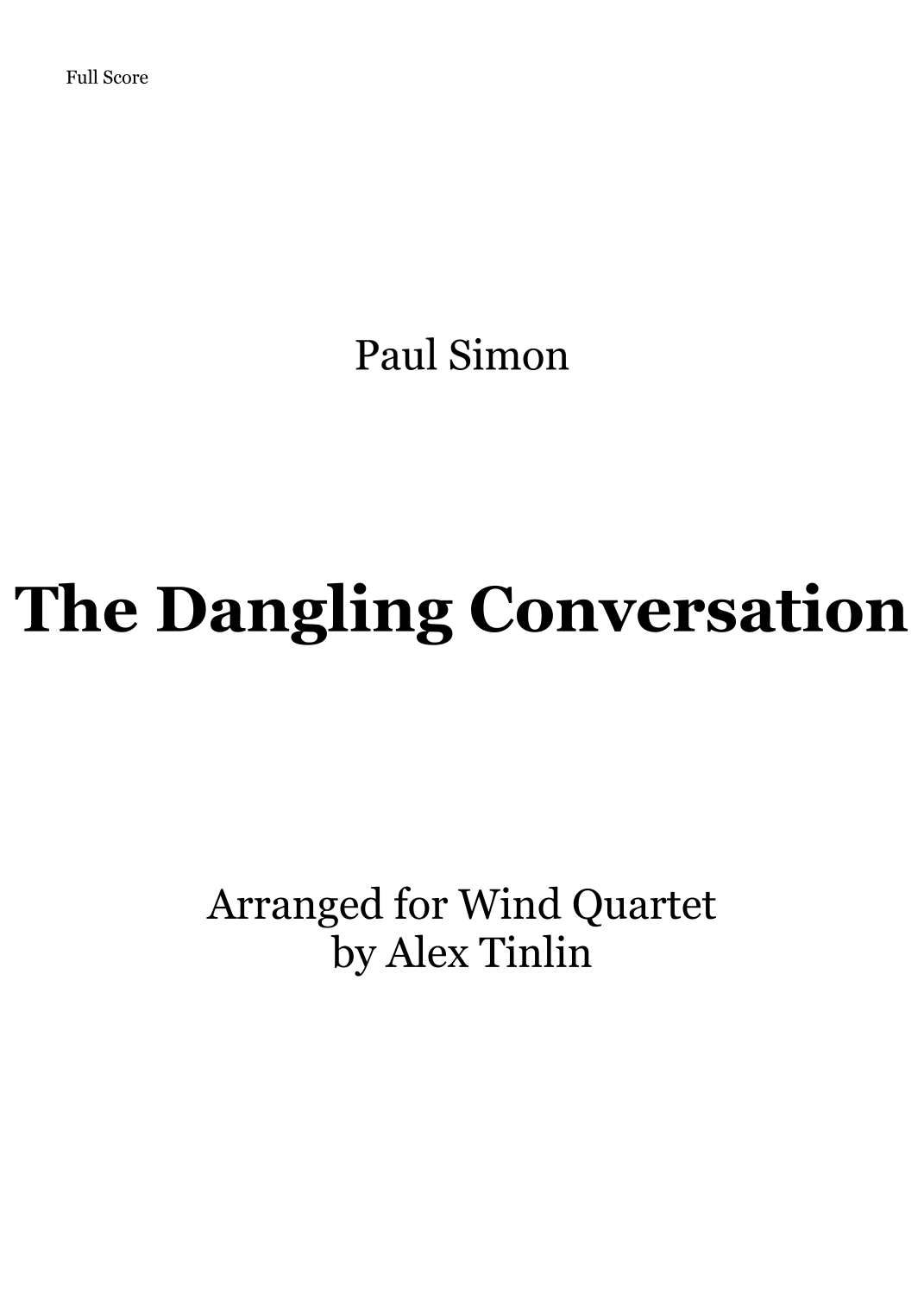 The Dangling Conversation (arr. Alex Tinlin) by Paul Simon Sheet Music ...
