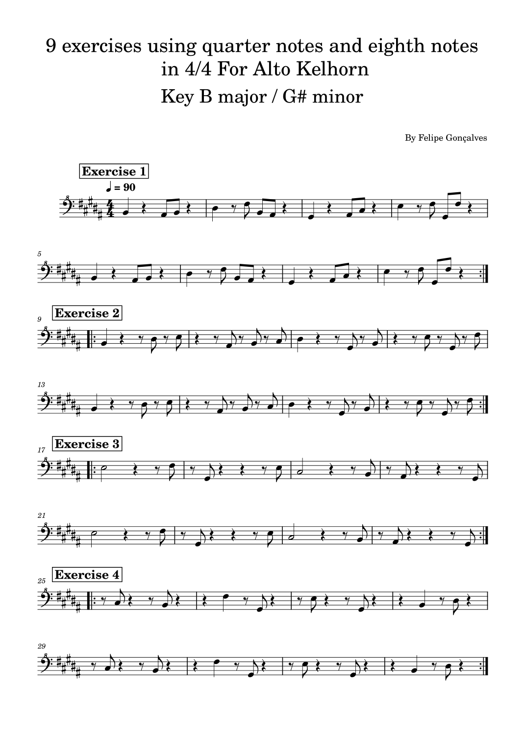 9 exercises using quarter notes & eighth notes for Alto Kelhorn by ...