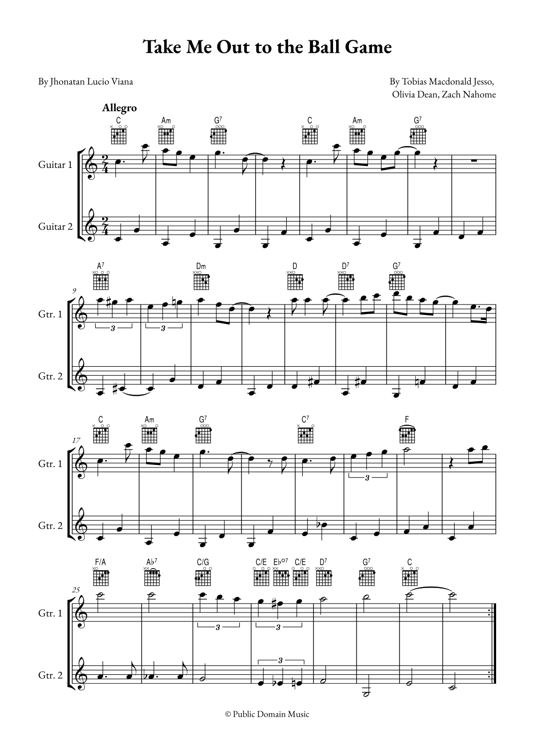 Take Me Out to the Ball Game (arr. Jhonatan Lucio Viana) by Albert von ...