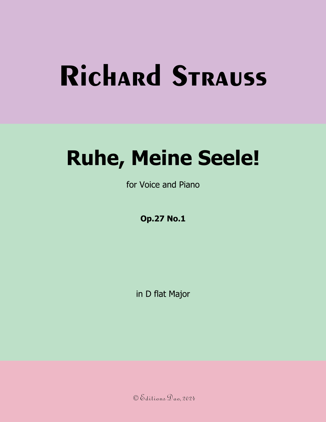 Ruhe, Meine Seele! by Richard Strauss, in D flat Major (arr. Editions ...
