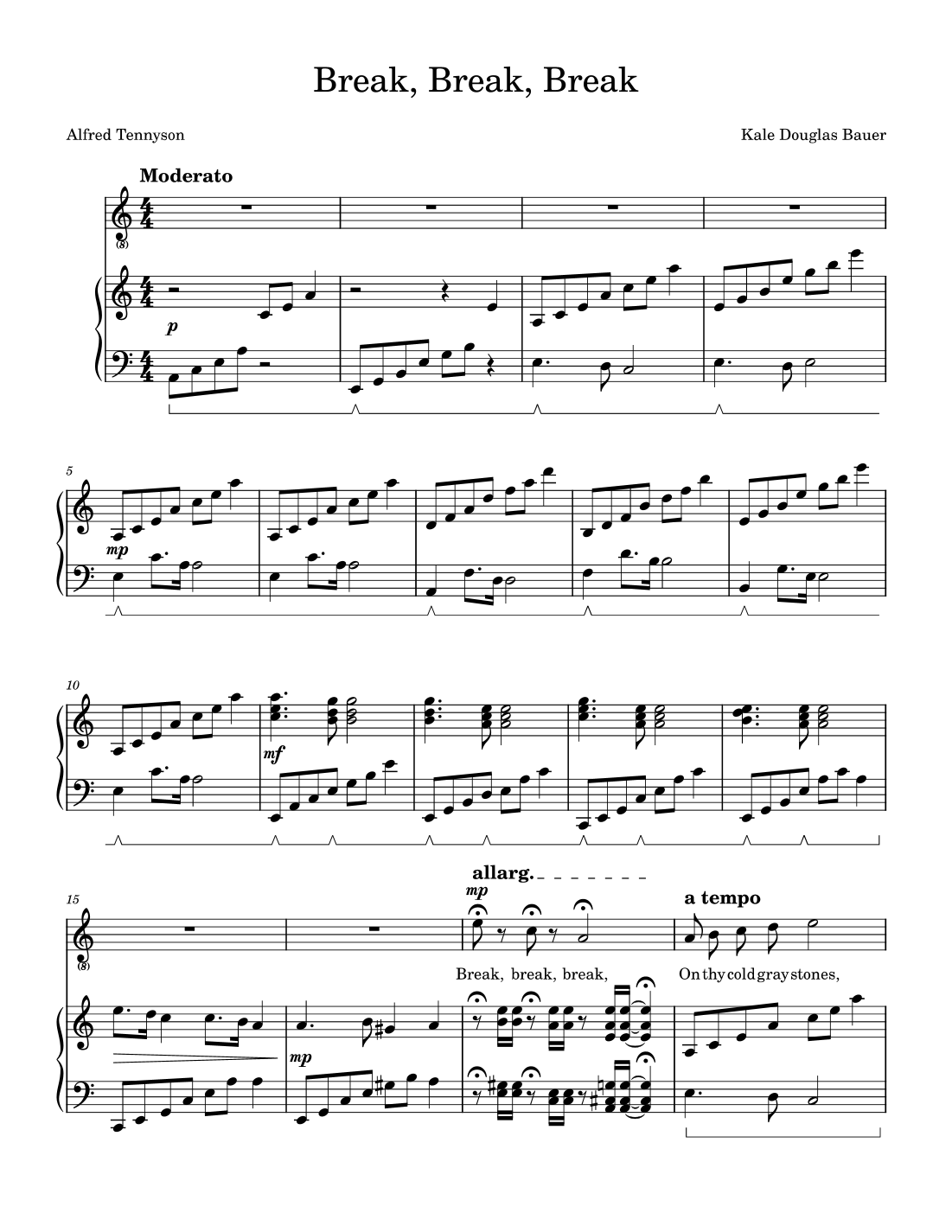 Break, Break, Break by Kale Douglas Bauer Sheet Music for Piano & Vocal ...