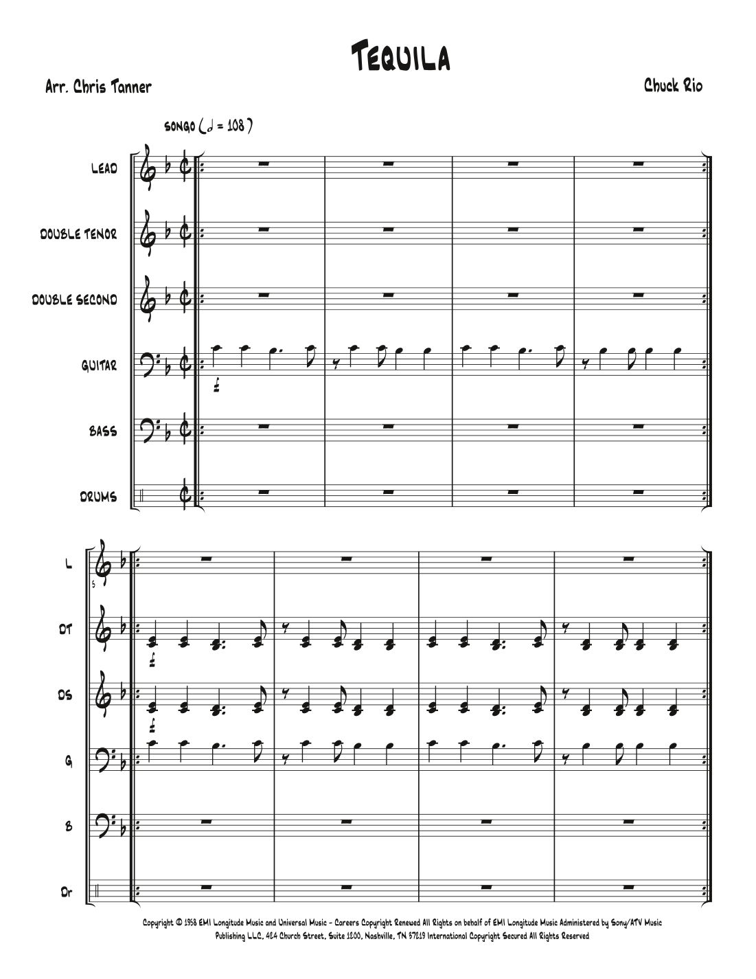 Tequila (arr. Chris Tanner) by The Champs Sheet Music for Steel Drum ...
