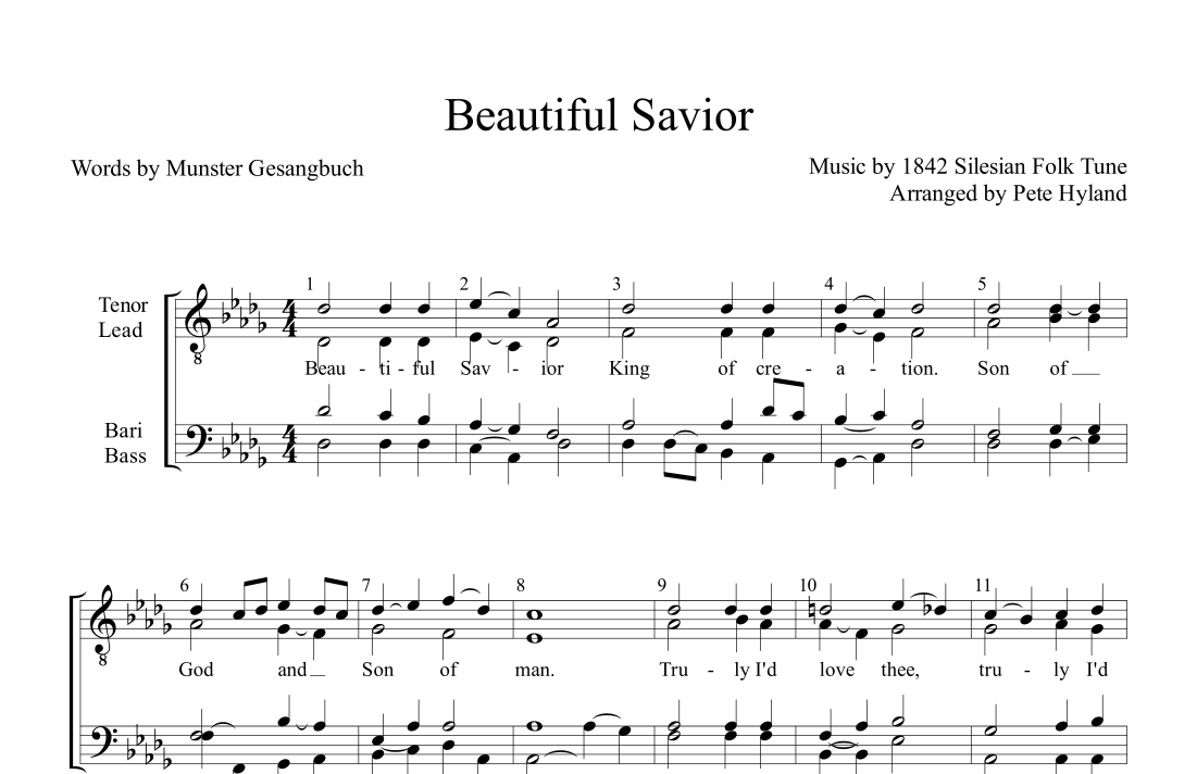 Beautiful Savior (arr. Pete Hyland by Public Domain Sheet Music for ...