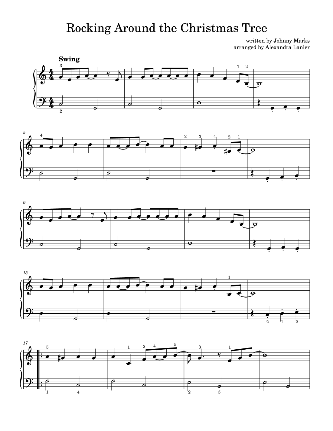Rockin' Around The Christmas Tree (arr. Alexandra Lanier) by Brenda Lee Sheet Music for Easy ...
