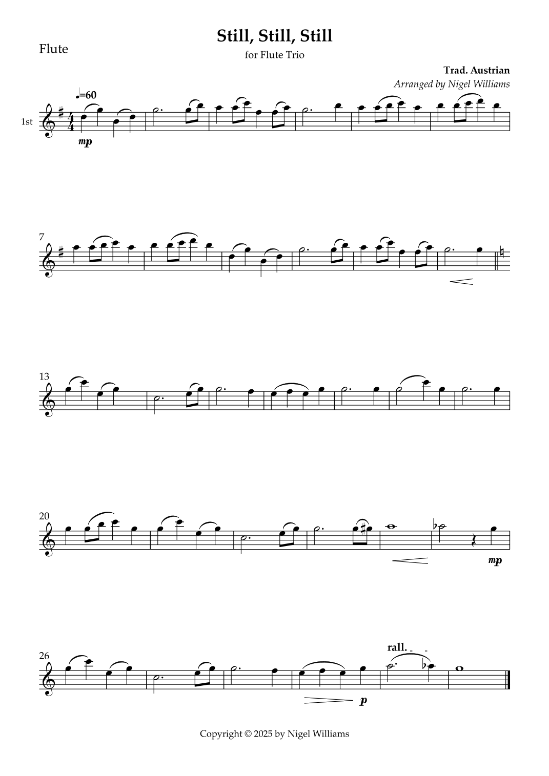 Still, Still, Still (arr. Nigel Williams) by Nigel Williams Sheet Music ...