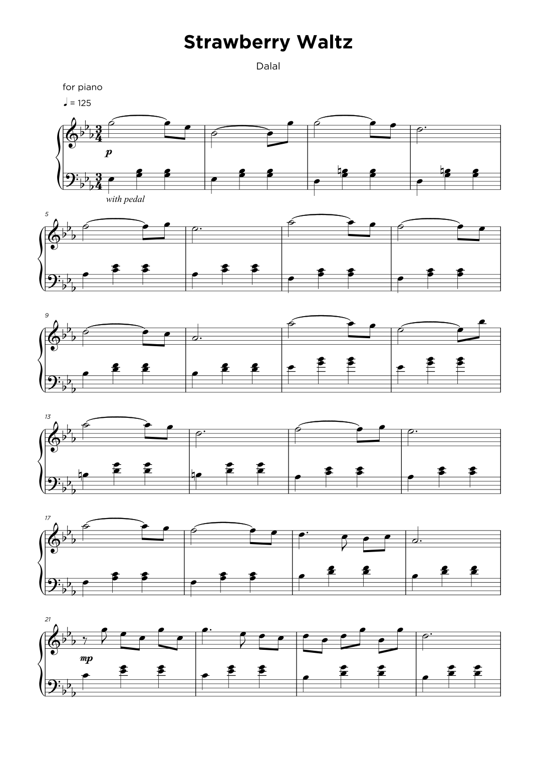 Strawberry Waltz by Dalal Sheet Music for Piano Solo at Sheet Music Direct