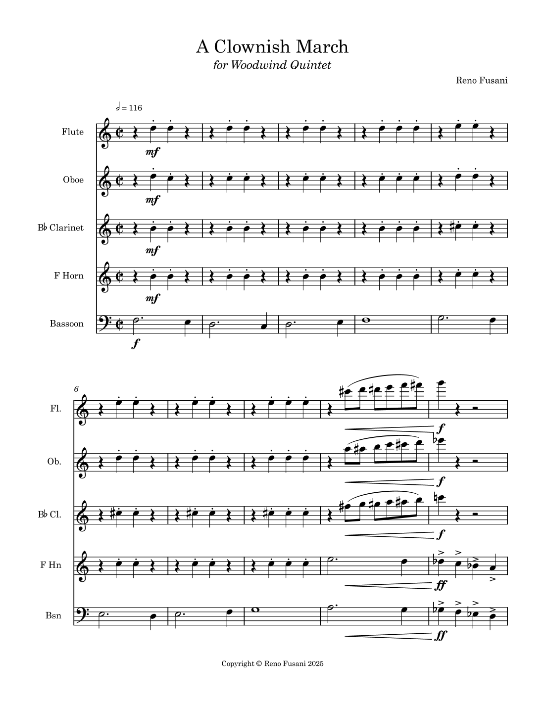 A Clownish March by Reno Fusani Sheet Music for Woodwind Ensemble at ...